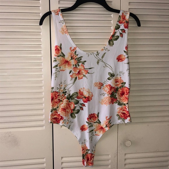 Beware! | Tops | Beware Orange Floral Bodysuit | Poshmark